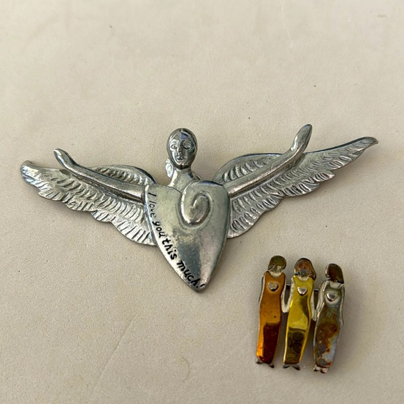 Jewelry | Three Sisters Mima Oly Pin With An Angel Gift | Poshmark